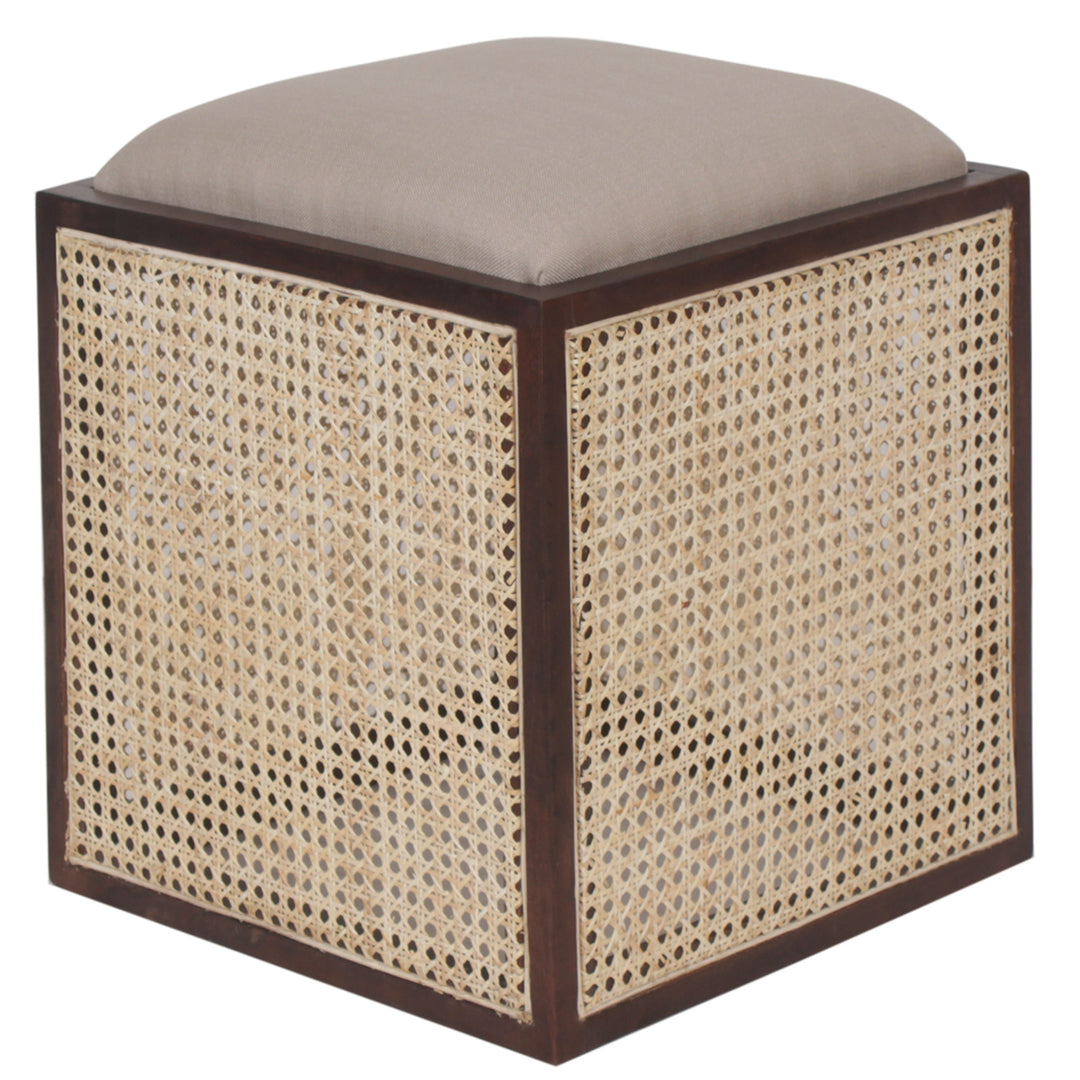 Jamie Cane Cube Ottoman – Mango and Acacia