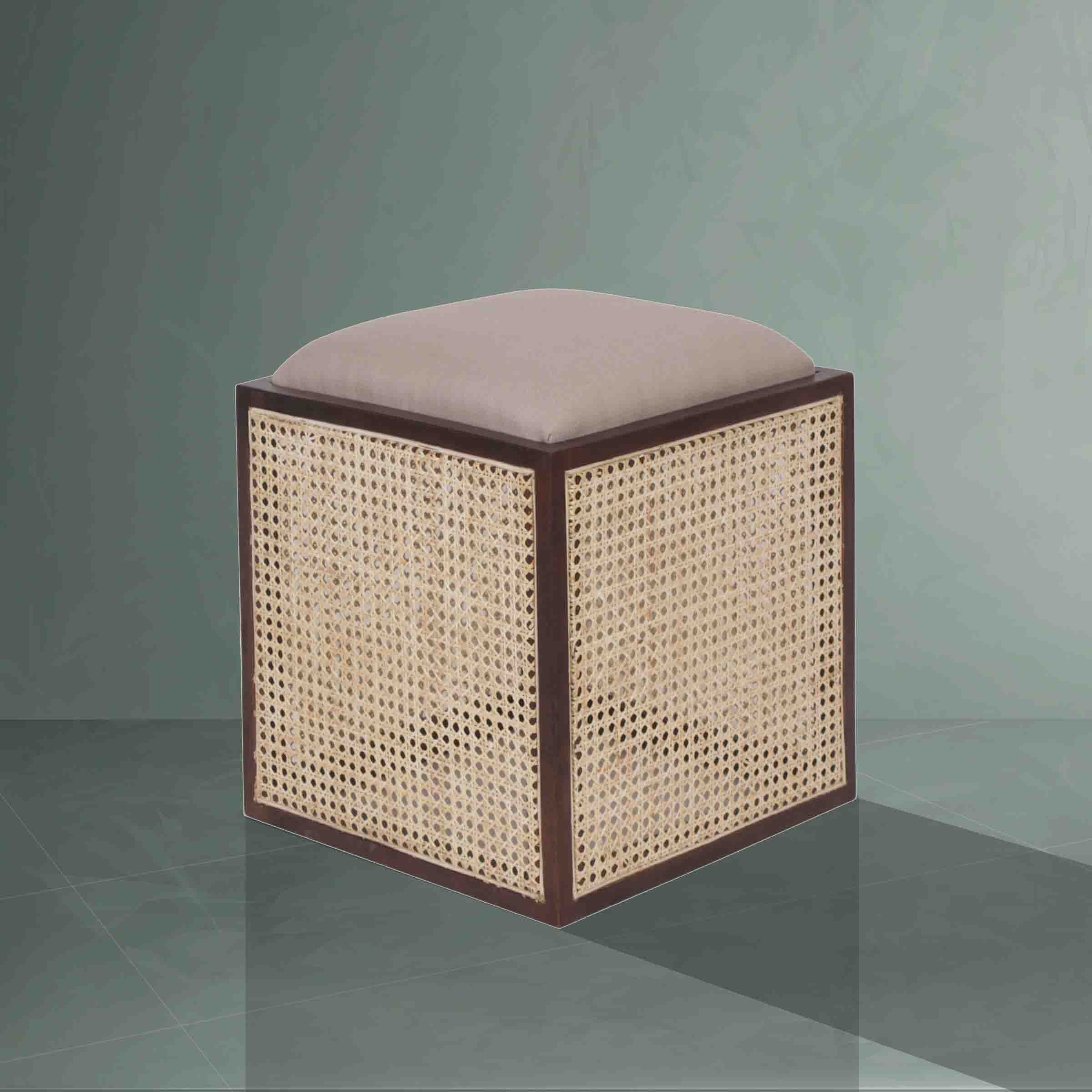 Jamie Cane Cube Ottoman – Mango and Acacia